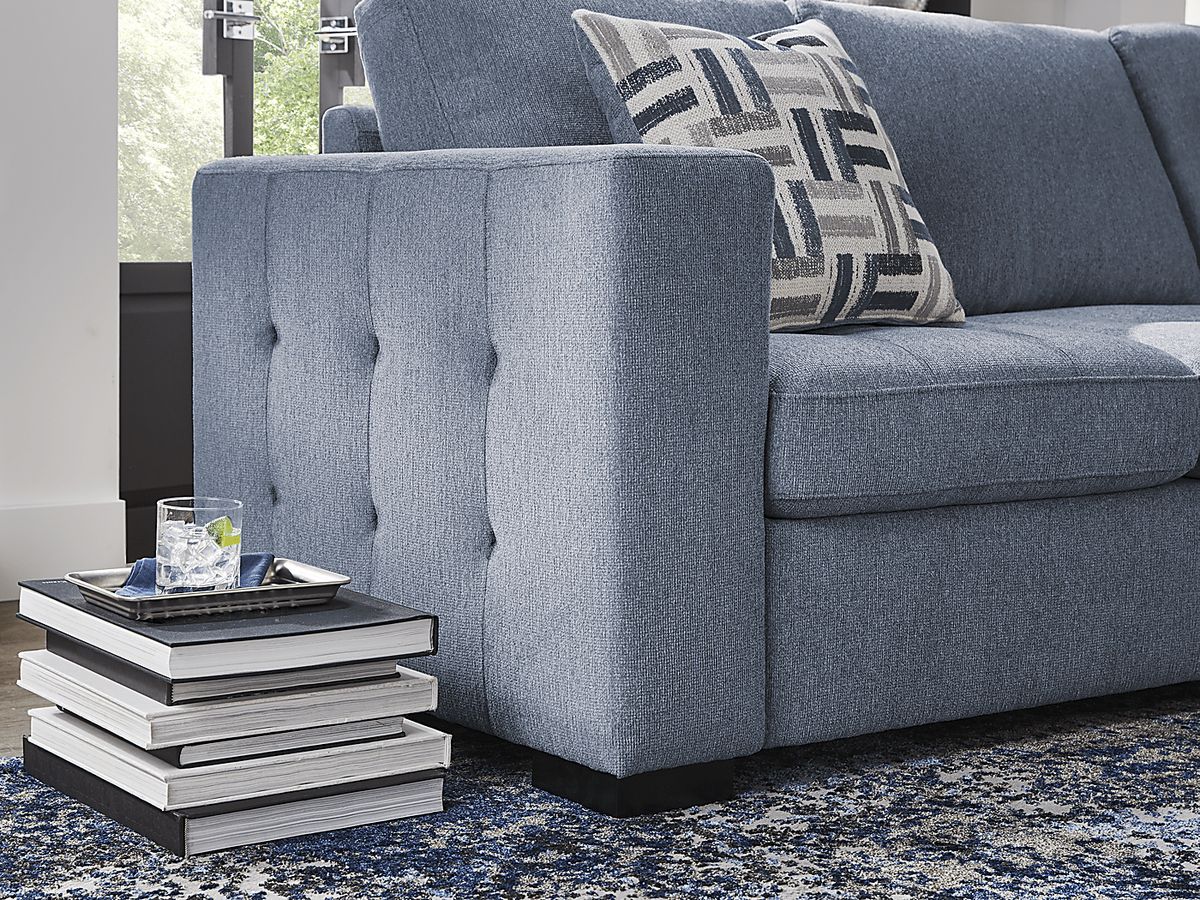 Geneva Blue Textured 2 Pc Right Arm Chaise Left Sleeper Sectional ...