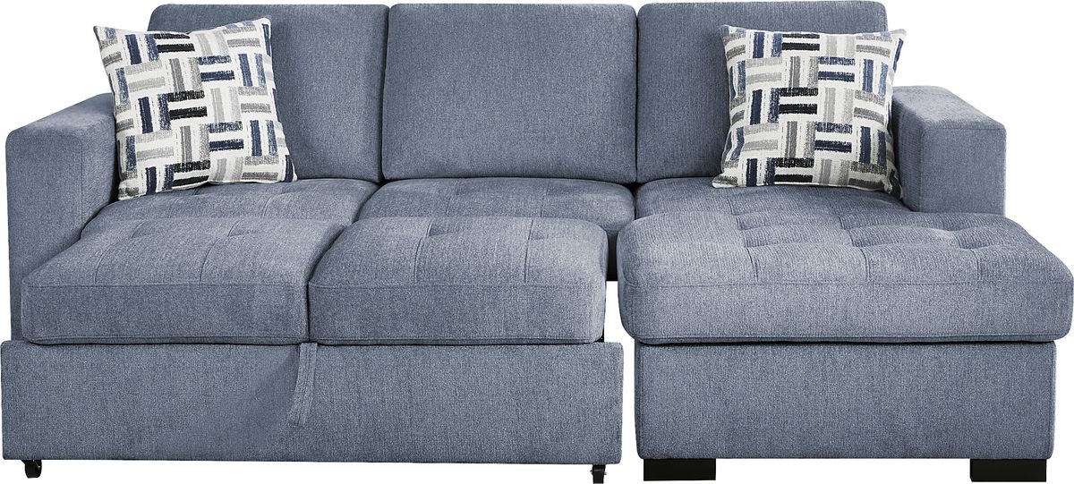 Geneva Blue Textured 2 Pc Right Arm Chaise Left Sleeper Sectional ...