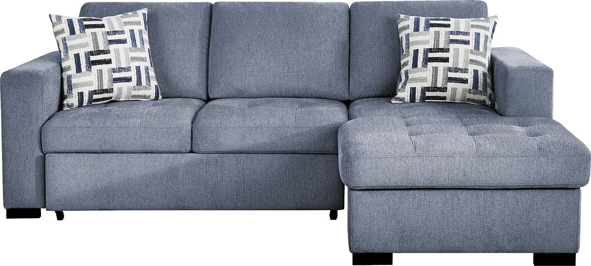 Geneva Blue Textured 2 Pc Right Arm Chaise Left Sleeper Sectional ...