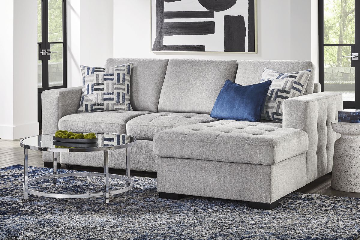Geneva Gray Textured 2 Pc Right Arm Chaise Left Sleeper Sectional ...