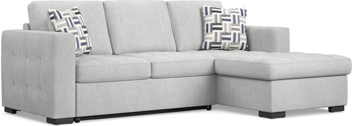 Geneva Gray Textured 2 Pc Right Arm Chaise Left Sleeper Sectional ...