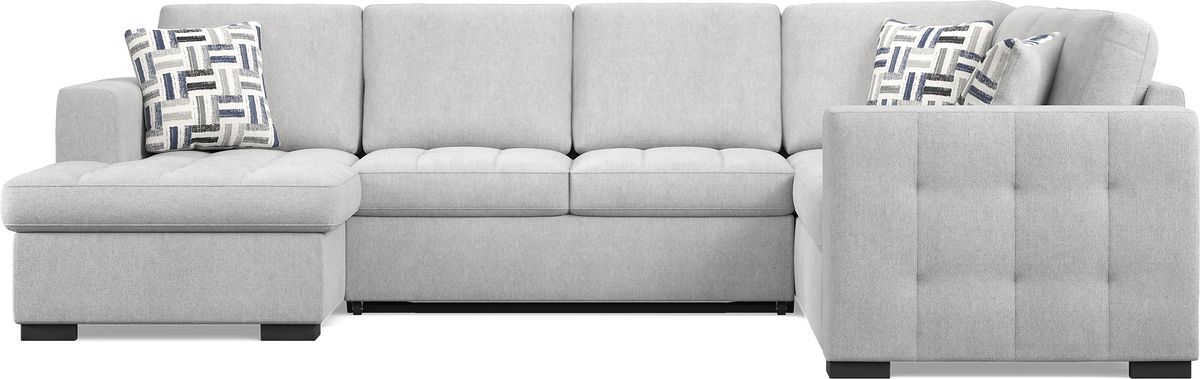 Geneva Gray Textured 3 Pc Left Arm Chaise Pcstorage Sleeper Sectional ...