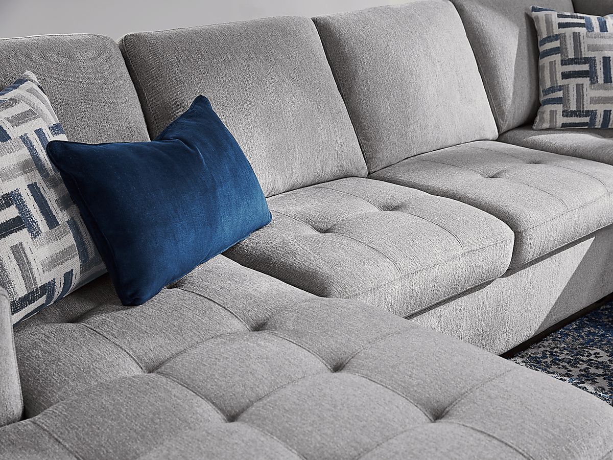 Geneva Gray Textured 3 Pc Left Arm Chaise Pcstorage Sleeper Sectional | Rooms to Go