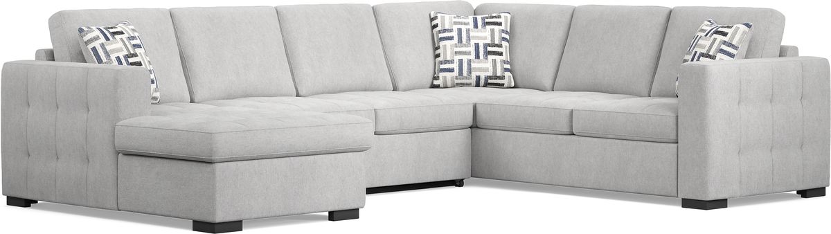 Geneva Gray Textured 3 Pc Left Arm Chaise Pcstorage Sleeper Sectional ...