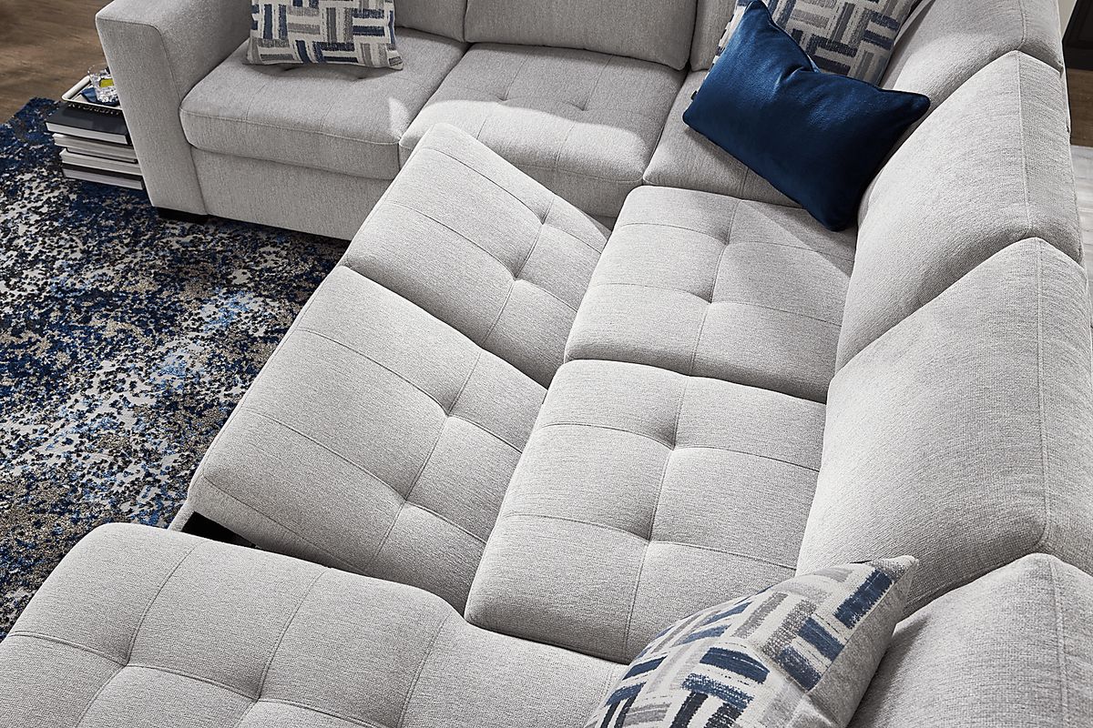 Geneva Gray Textured 3 Pc Right Arm Chaise Pcstorage Sleeper Sectional ...