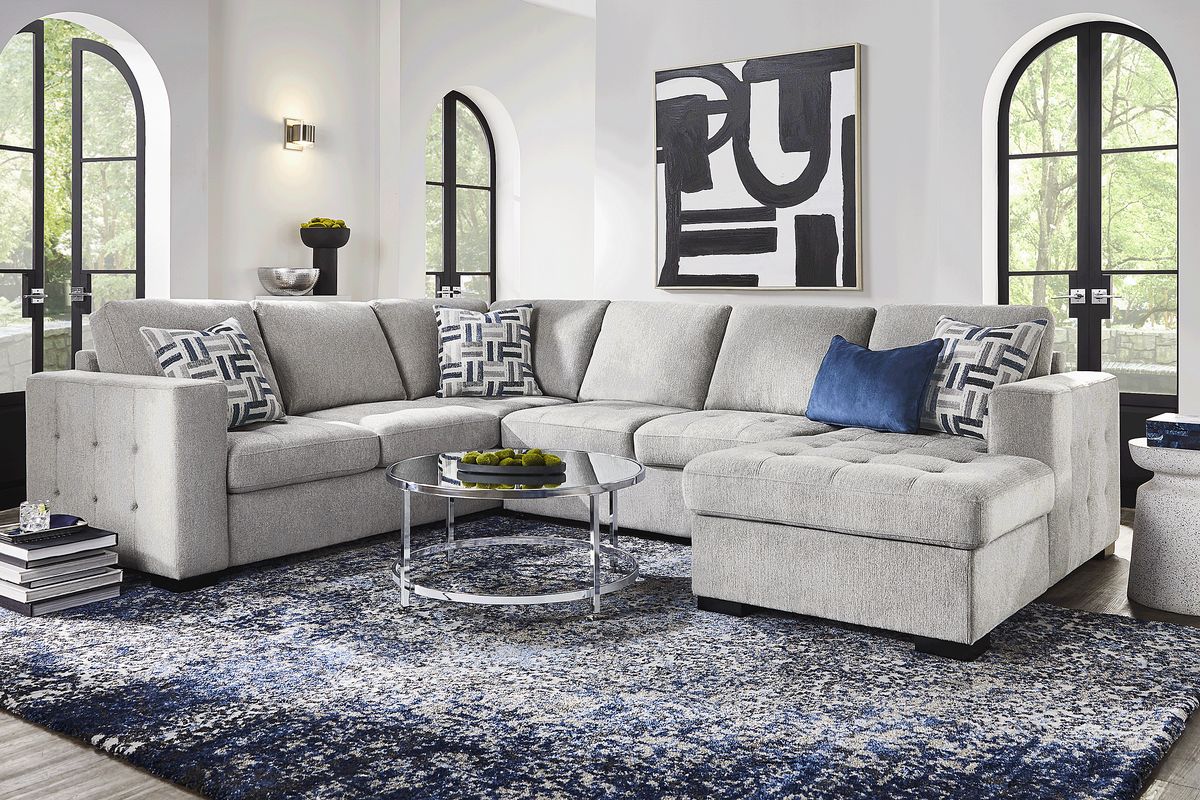 Geneva Gray Textured 3 Pc Right Arm Chaise Pcstorage Sleeper Sectional ...