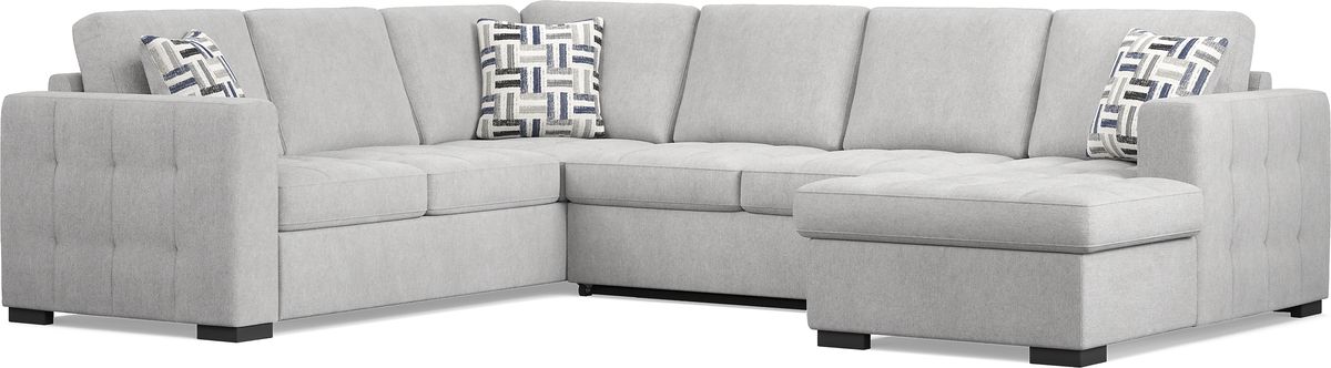 Geneva Gray Textured 3 Pc Right Arm Chaise Pcstorage Sleeper Sectional ...