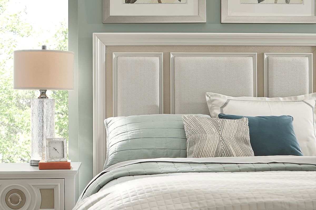 Gianna Lane 7 Pc Ivory Light Wood,White Queen Bedroom Set With 3 Pc ...