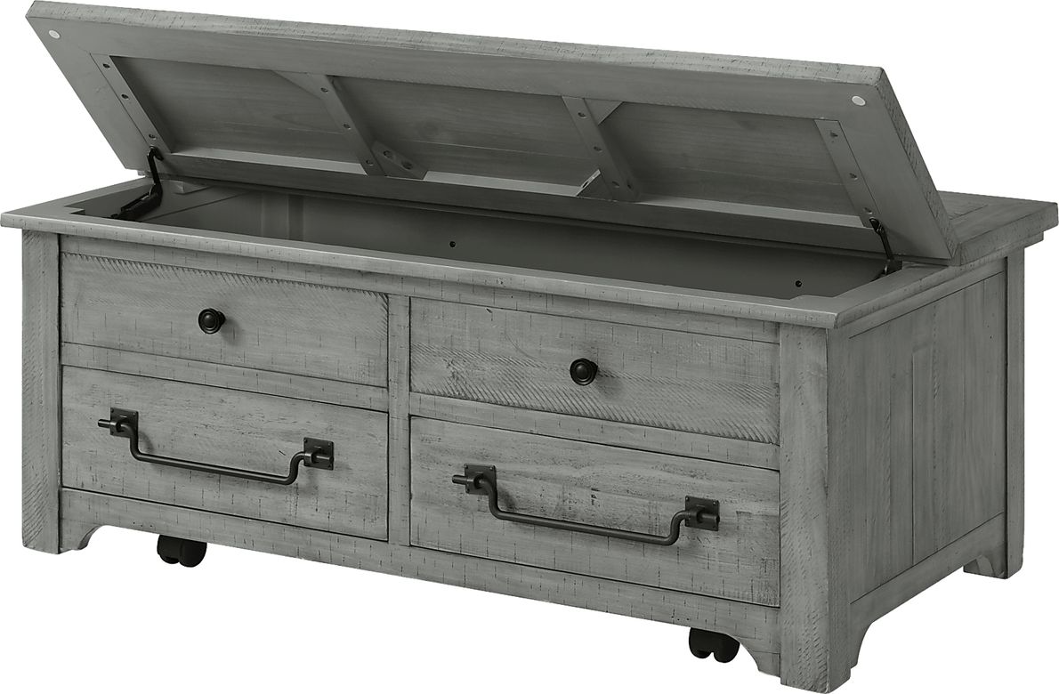 Gingerich Gray Coffee Table with Flip Top Trunk - Rooms To Go