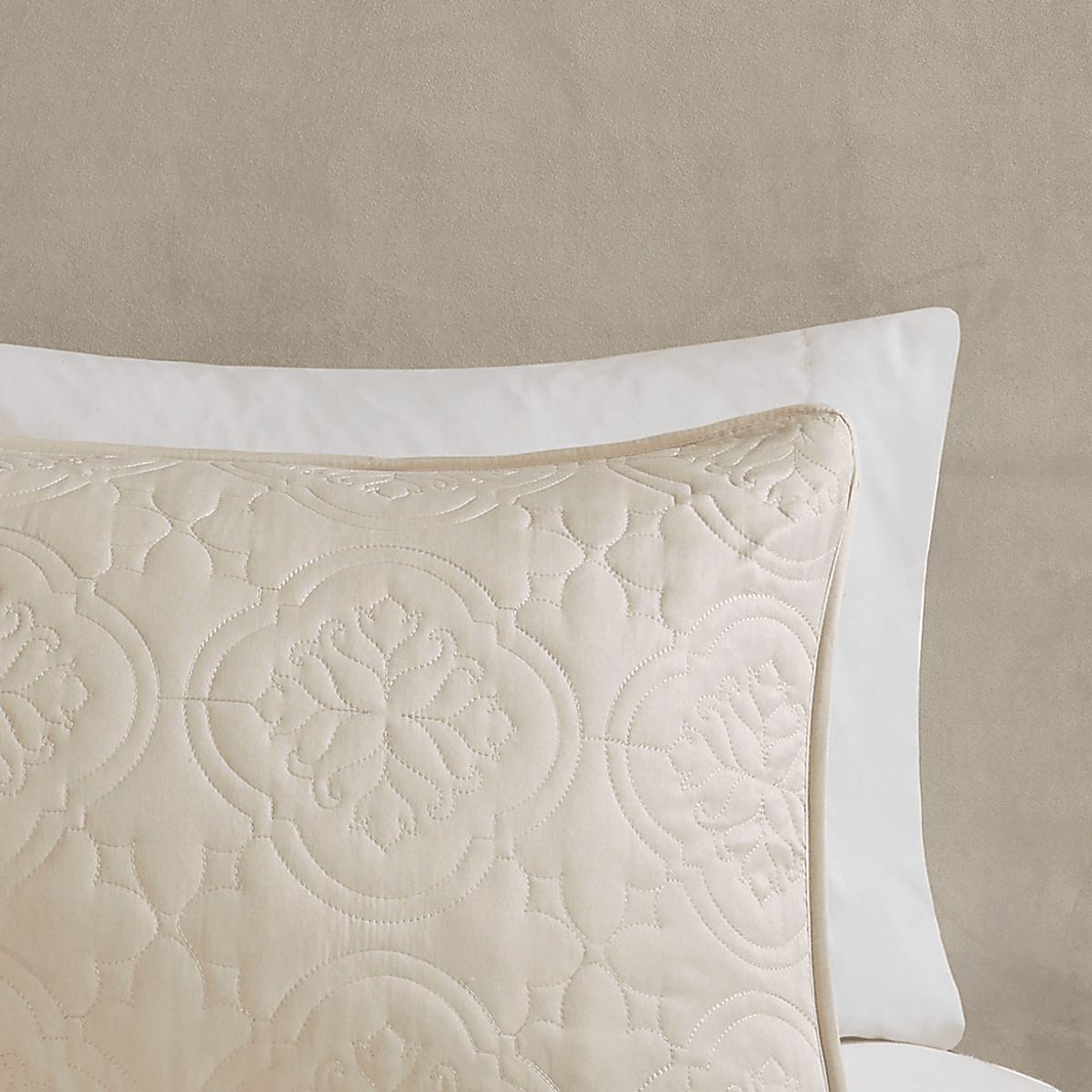 Gingerish Cream Beige Microfiber,Polyester Fabric,Microfiber 3 Pc Full ...