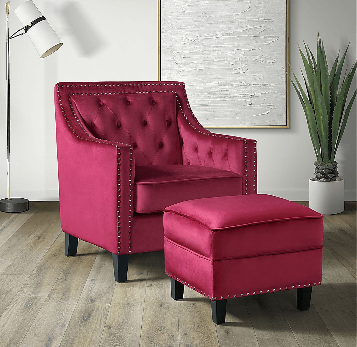 Ginnbrooke Red Polyester Fabric Ottoman | Rooms to Go