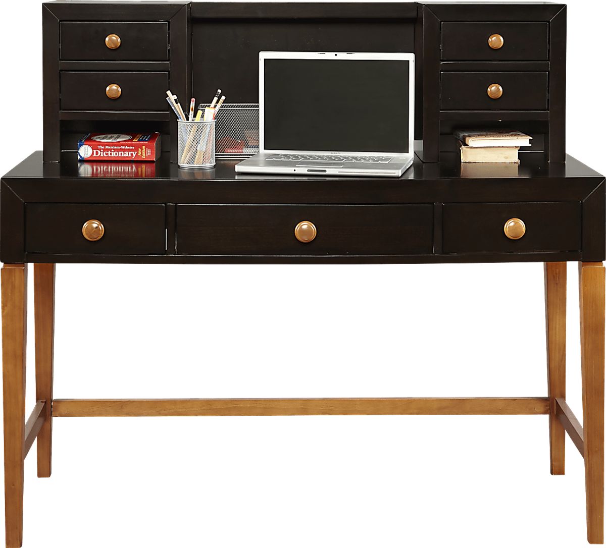 Gio Graphite Black Desk & Hutch | Rooms to Go