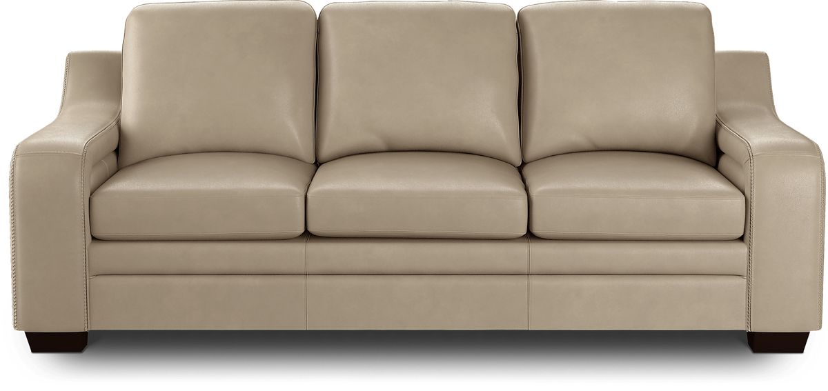 Gisella Taupe Beige Leather Sofa | Rooms to Go