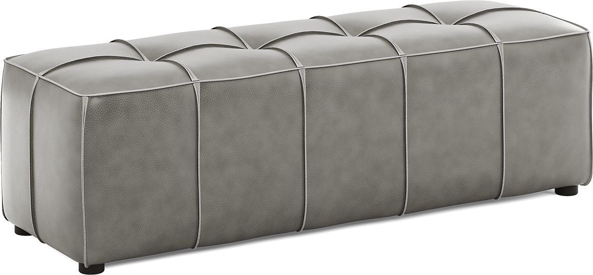 Giselle Gray Leather Bench | Rooms to Go