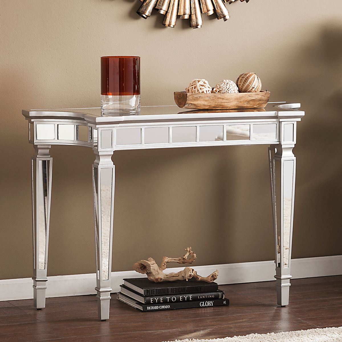 Gitre Mirrored,Silver Gray,White Console Table | Rooms to Go