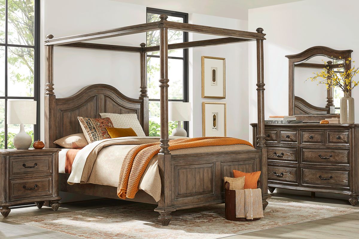 Glenira Lane 5 Pc Light Brown Wood Queen Bedroom Set With 3 Pc Queen ...