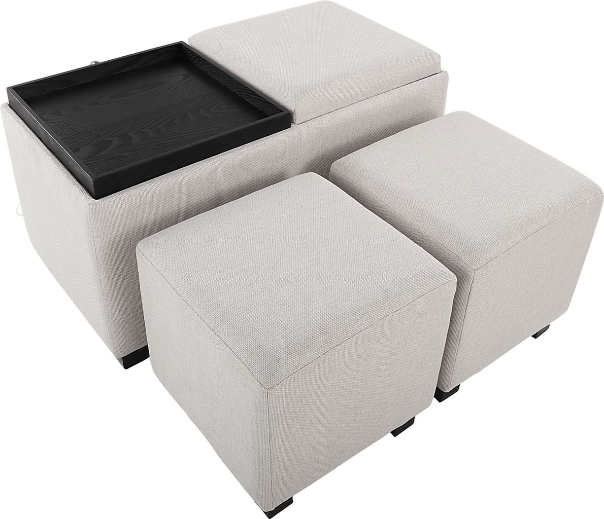 Glenward Cream Nesting Ottoman, Set of 3 - Rooms To Go