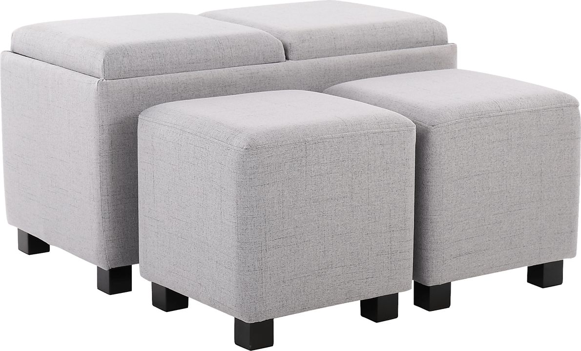 Glenward Gray Nesting Ottoman, Set of 3 - Rooms To Go
