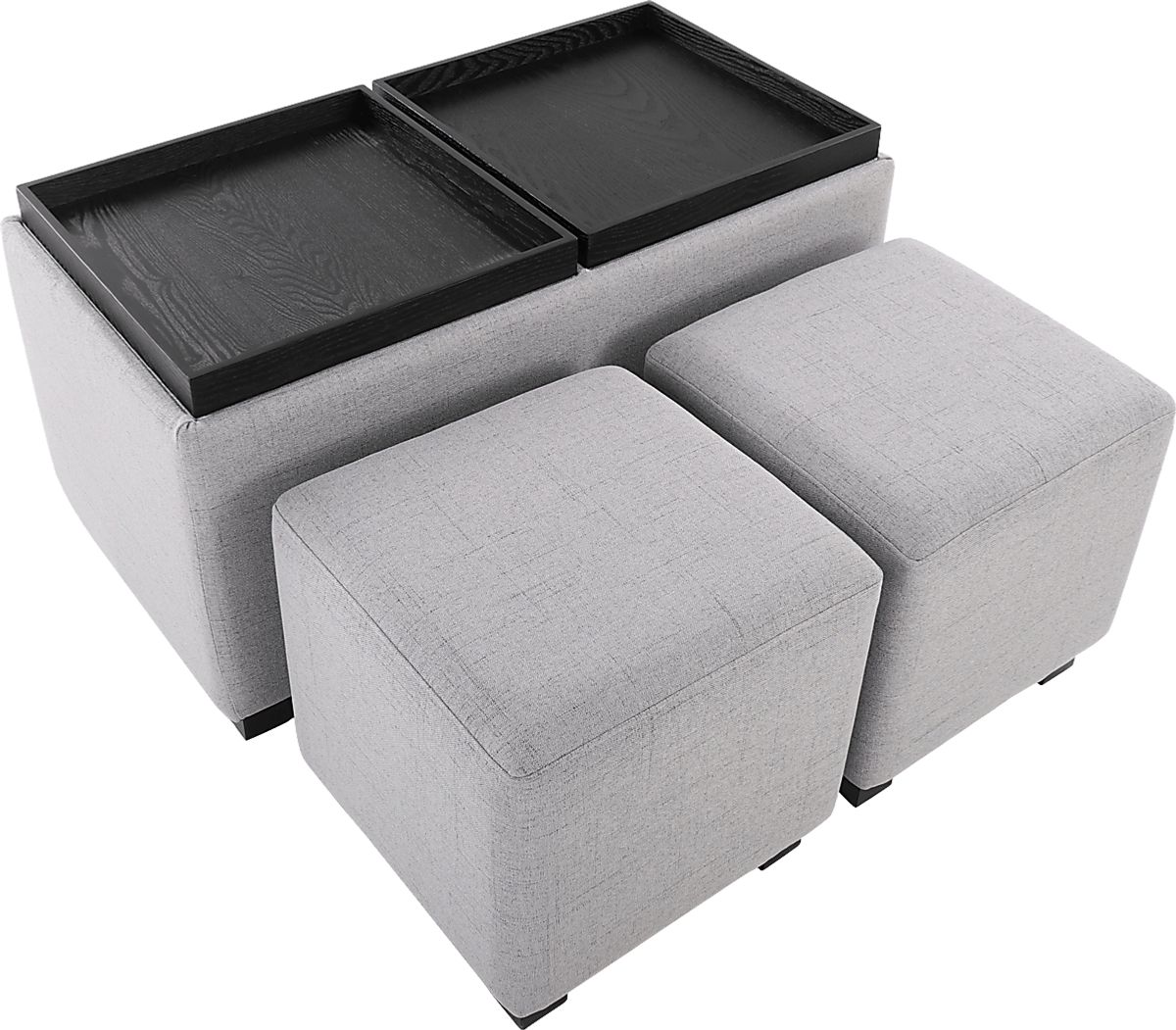Glenward Gray Polyester Fabric Nesting Ottoman, Set Of 3 | Rooms to Go