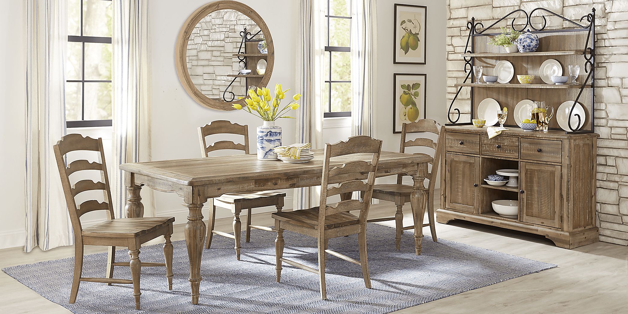Golden Grove Dark Brown 9 Pc Dining Room with Ladder Back Chairs ...