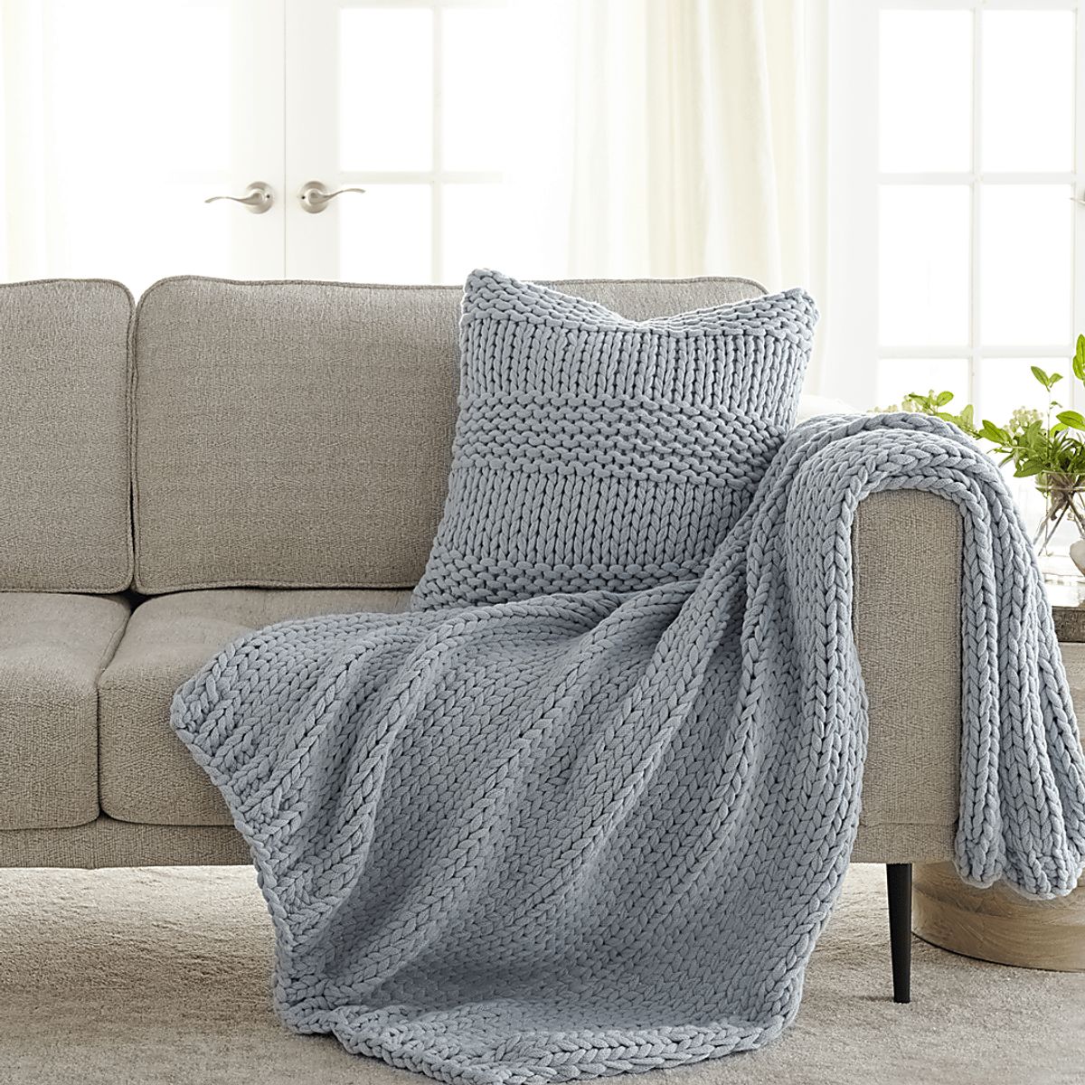 Goldriver Light Blue Acrylic Fabric Throw Blanket | Rooms to Go