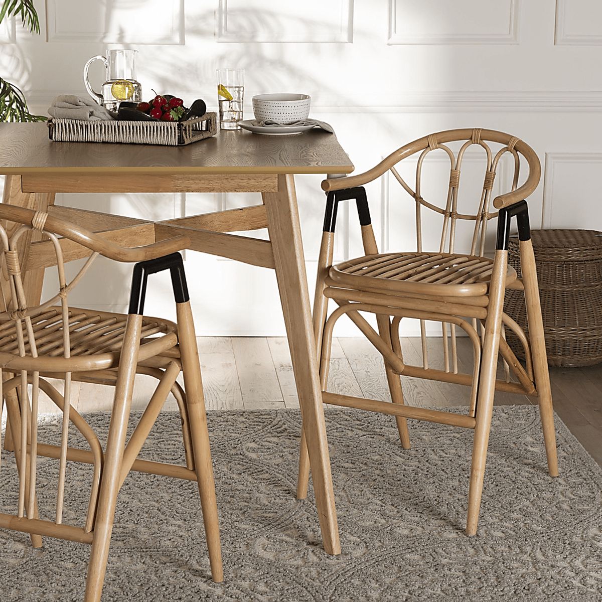 Graustark Natural Beige,White Counter Stool | Rooms to Go