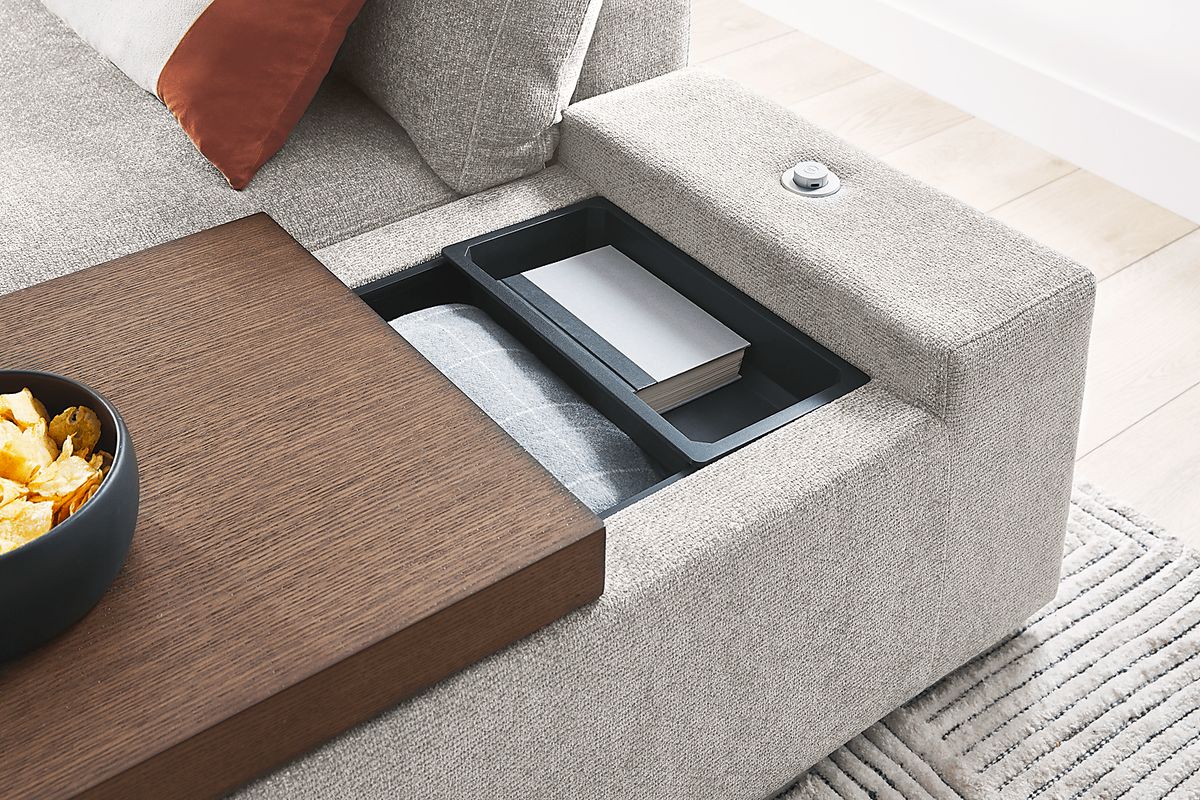 Drew & Jonathan Modularthree Gray Chenille Fabric 7pc Left With Bumper ...