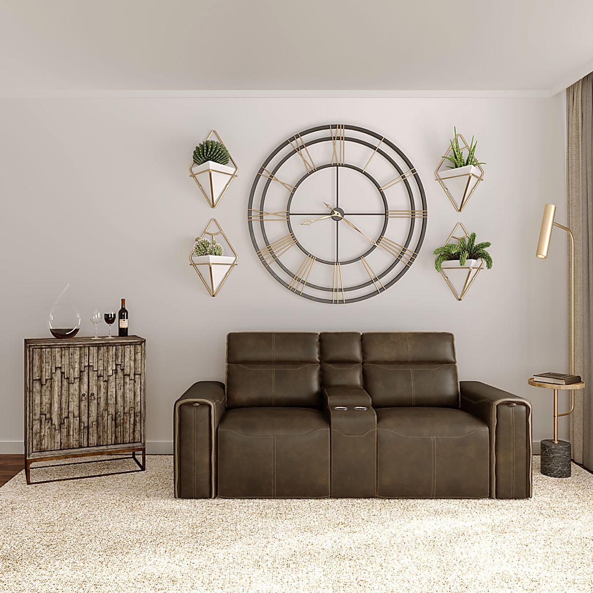 Graybecker Brown Dark Wood Wine Cabinet | Rooms to Go