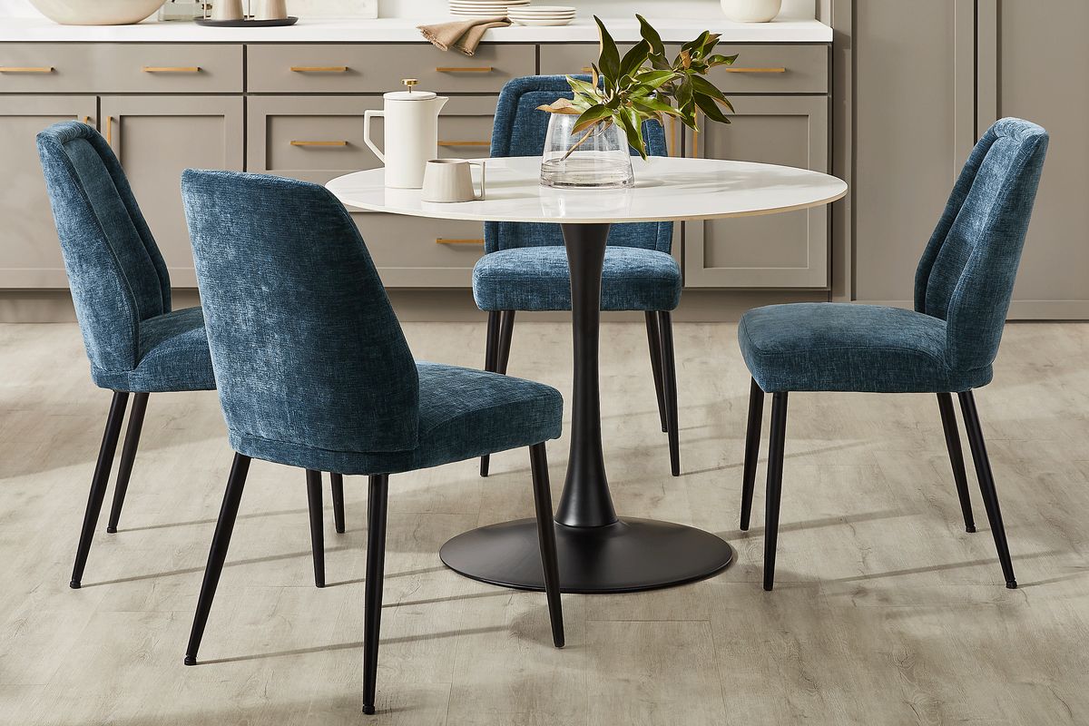 Grayhill 5 Pc White Colors,White Midnight Blue Dining Room Set With ...