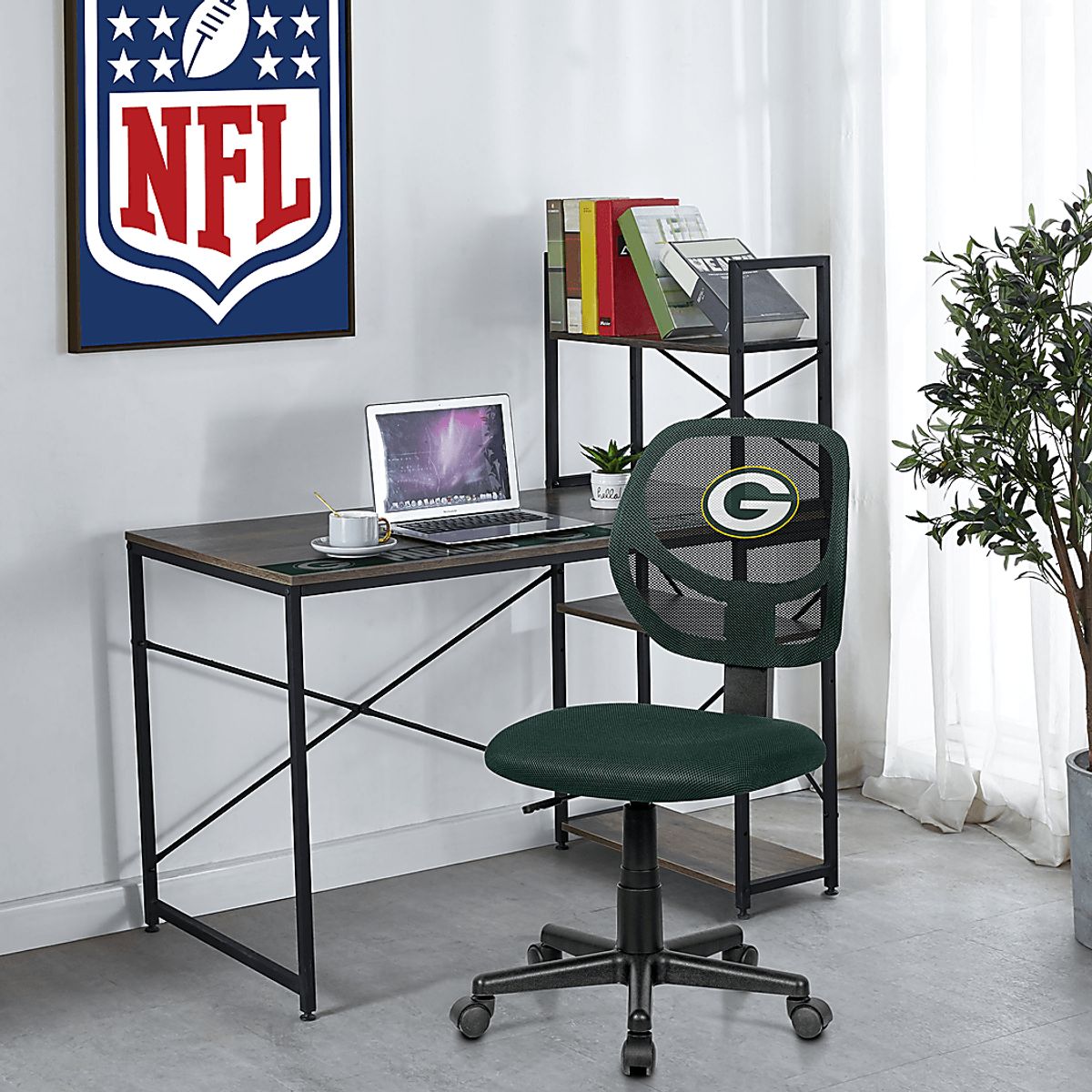 Nfl Desk And Chair Gold,Green,White Colors,Metal,White | Rooms to Go