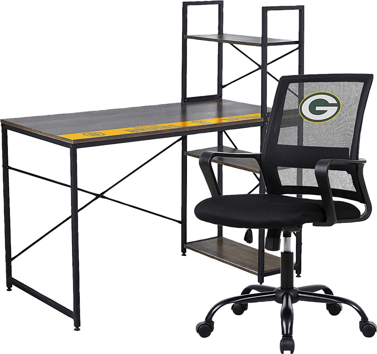 Nfl Desk And Chair Gold,Green,White Colors,Metal,White | Rooms to Go