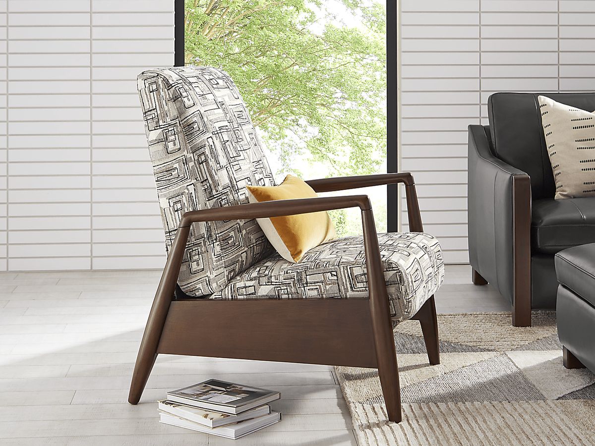 Greenwich Loft Black Chenille Fabric Push Back Recliner | Rooms to Go