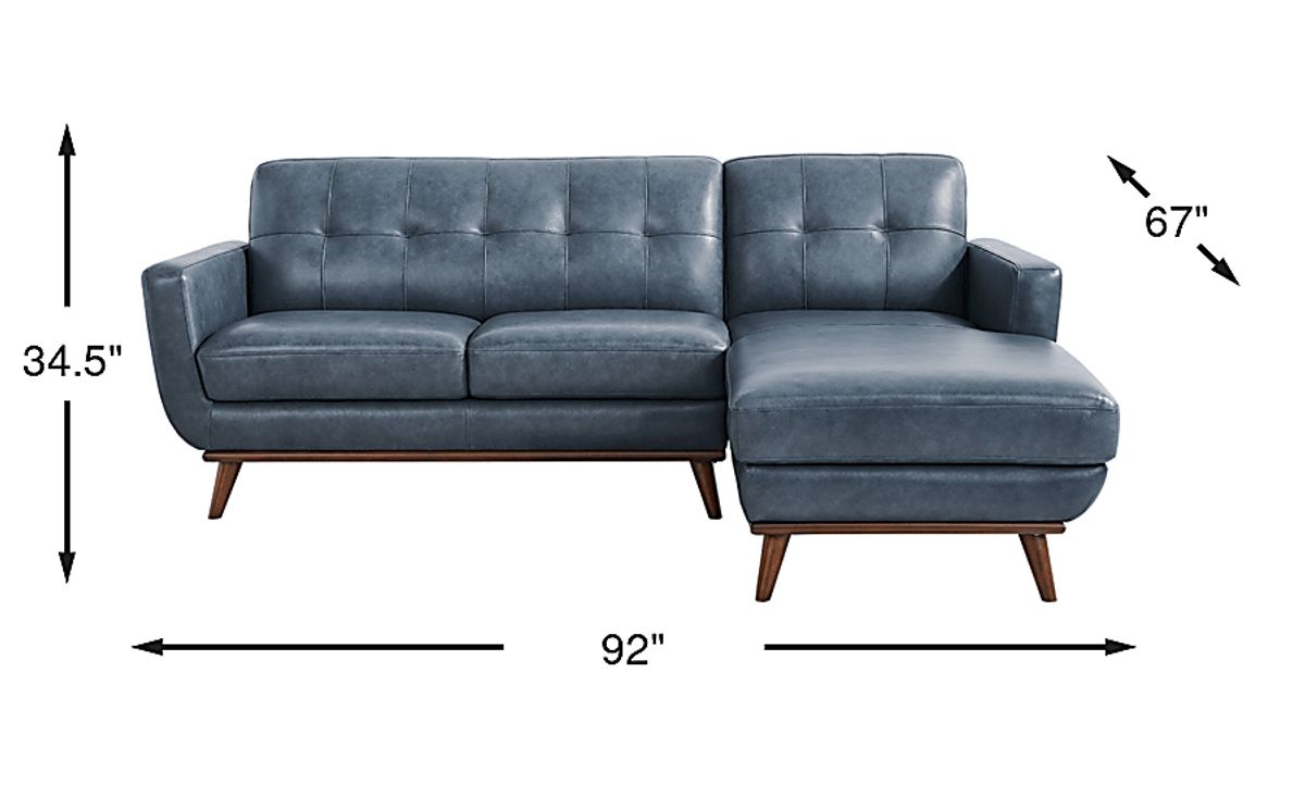 Drew & Jonathan Greyson Blue Leather 3 Pc With Chaise Left 2 Sectional ...