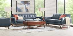 Greyson Blue Leather Sofa | Rooms to Go