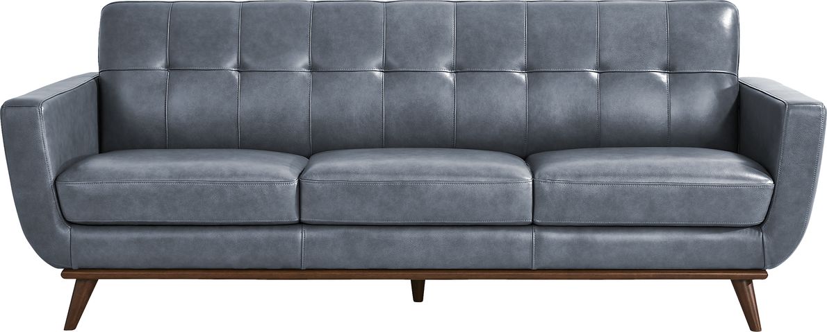 Greyson Blue Leather Sofa - Rooms To Go