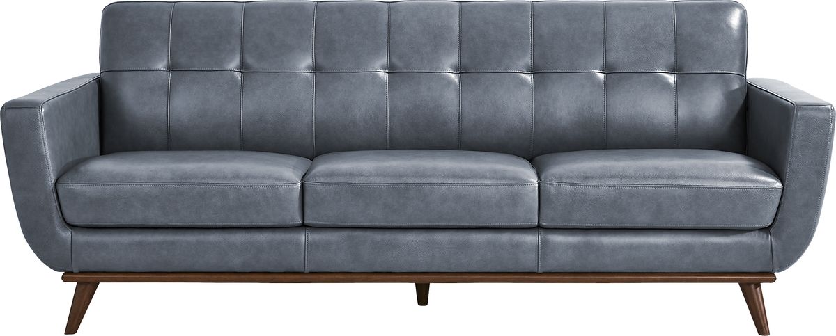 Greyson Blue Leather Sofa | Rooms to Go