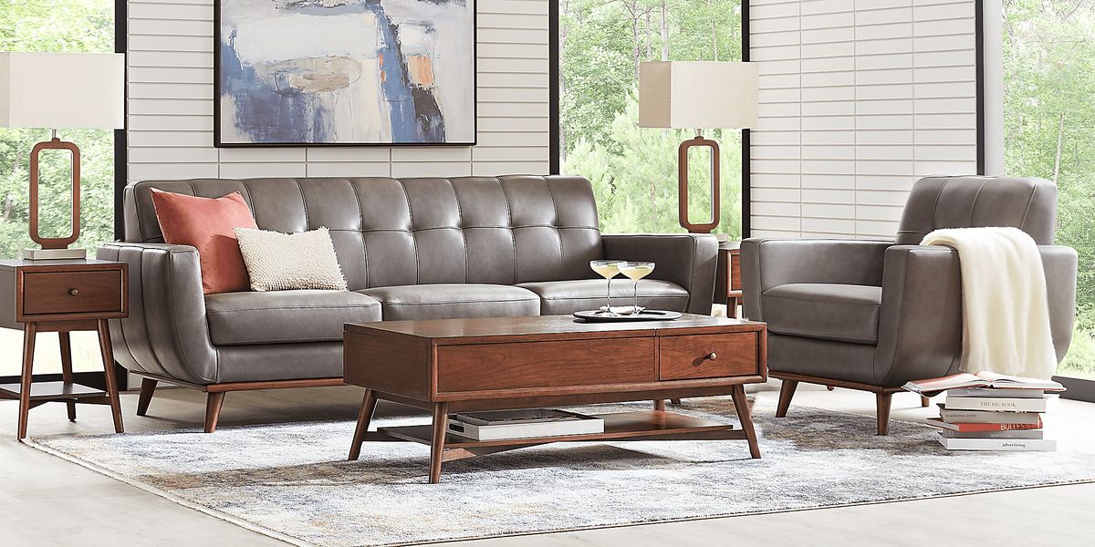Greyson Gray Leather Sofa | Rooms to Go
