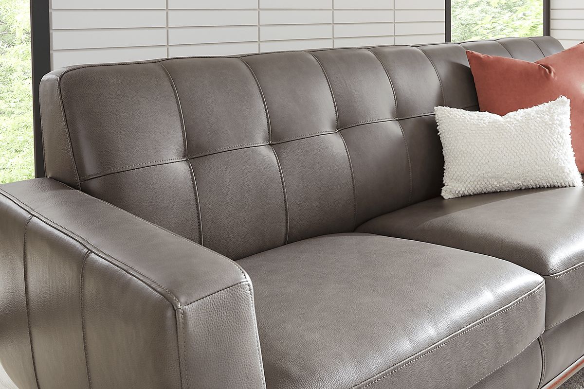 Greyson Gray Leather Loveseat | Rooms to Go