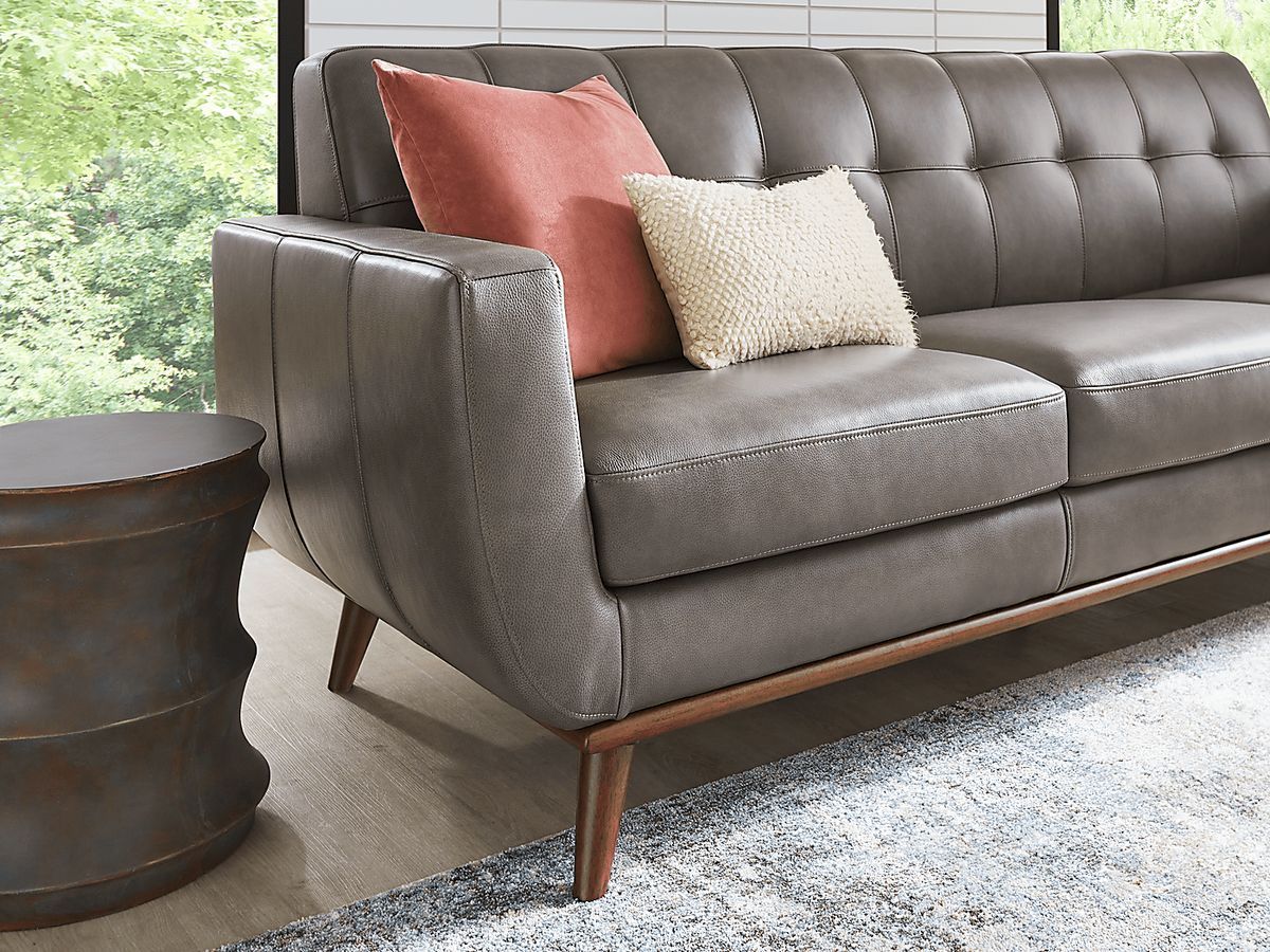 Greyson Gray Leather Sofa | Rooms to Go