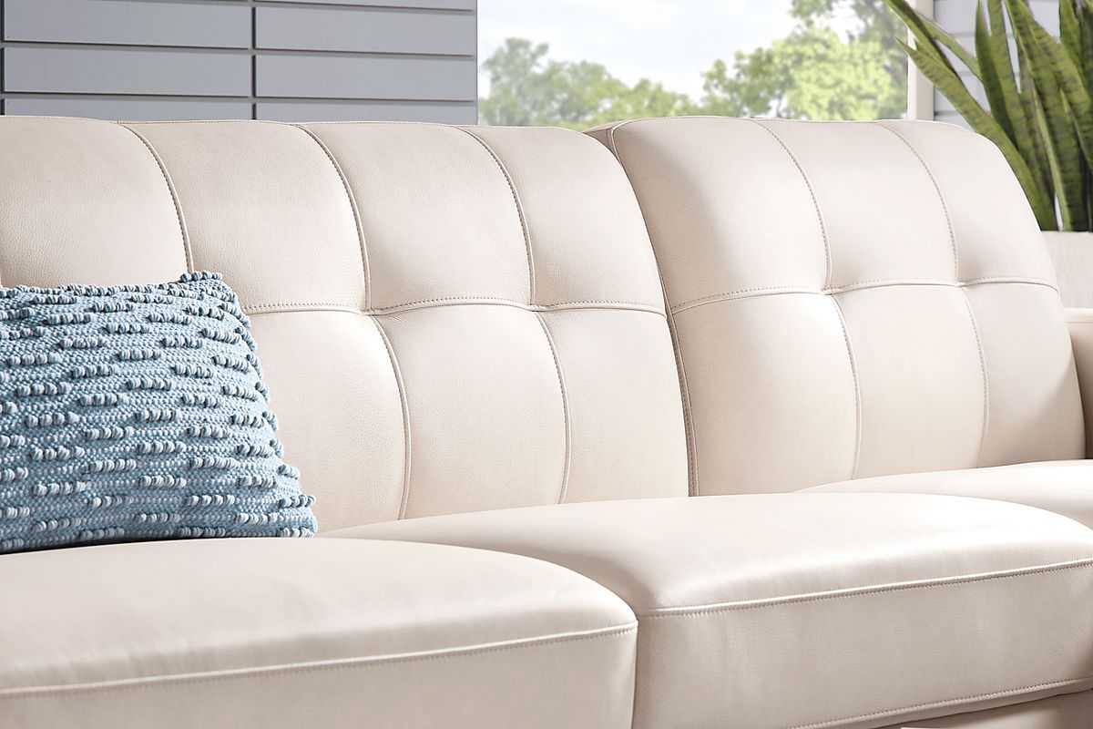 Greyson Ivory Beige Leather 2 Pc With Chaise Right Sectional | Rooms to Go