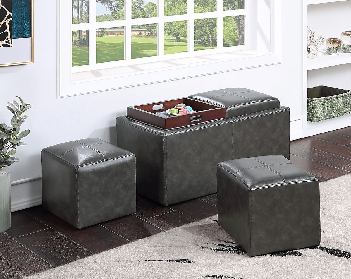 Guetlet Gray Polyurethane Fabric Storage Ottoman | Rooms to Go