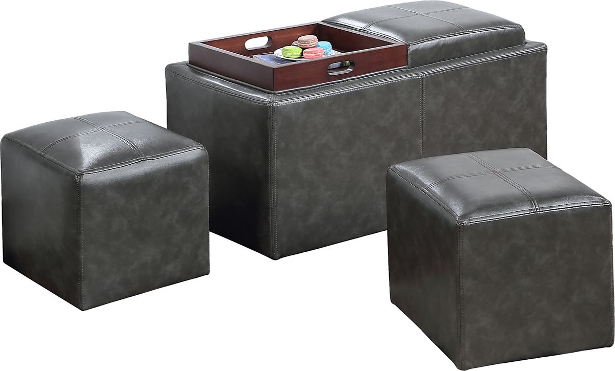 Guetlet Gray Polyurethane Fabric Storage Ottoman | Rooms to Go