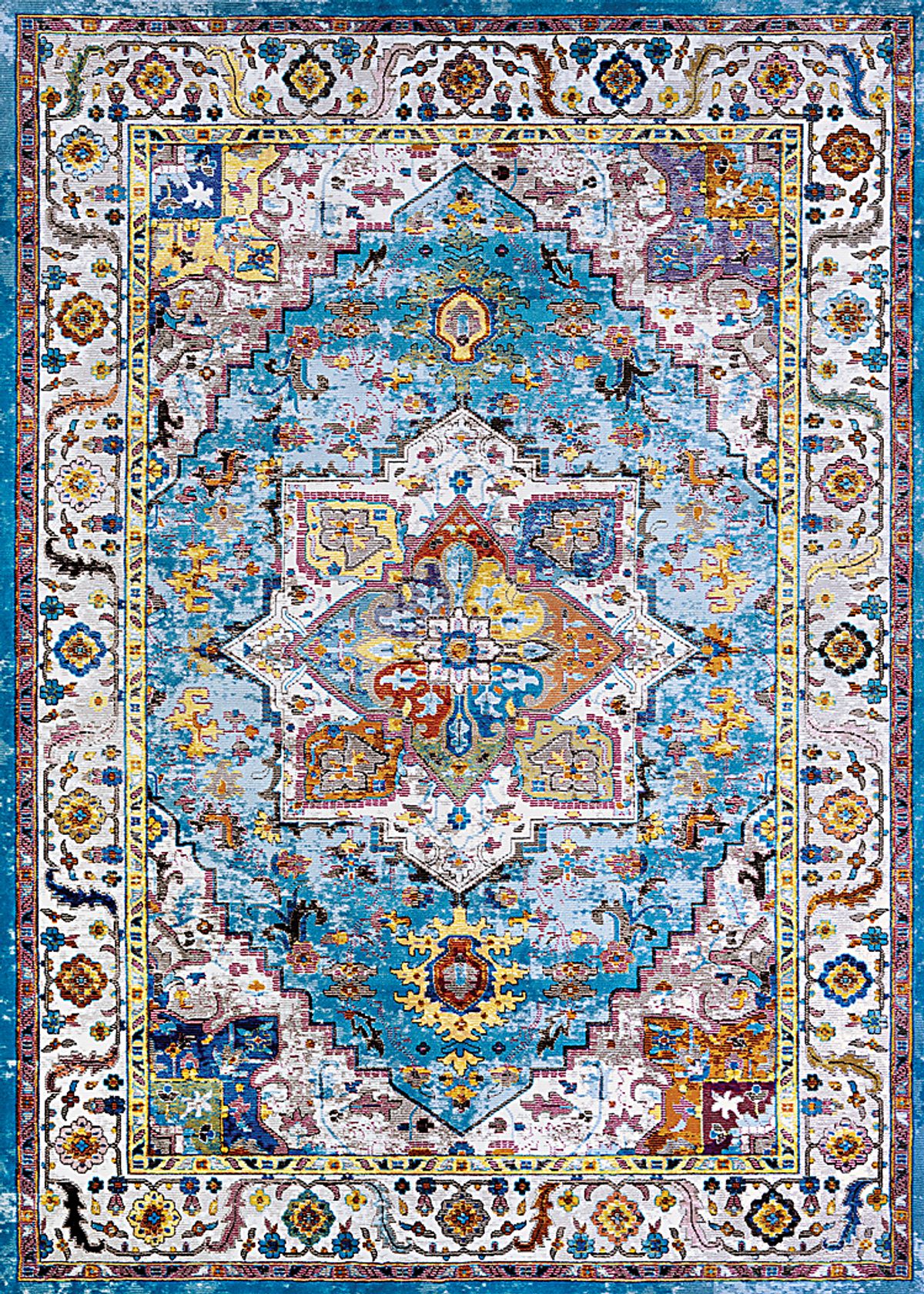 Gypsy Cove Blue Polypropylene Fabric Rug | Rooms to Go