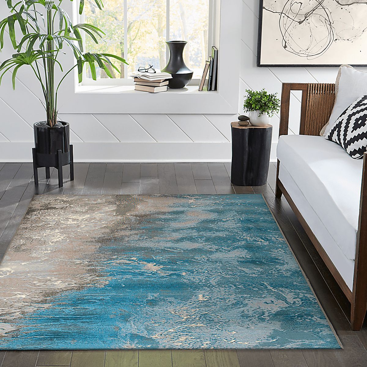 Habine Blue Outdoor Rugs | Rooms to Go