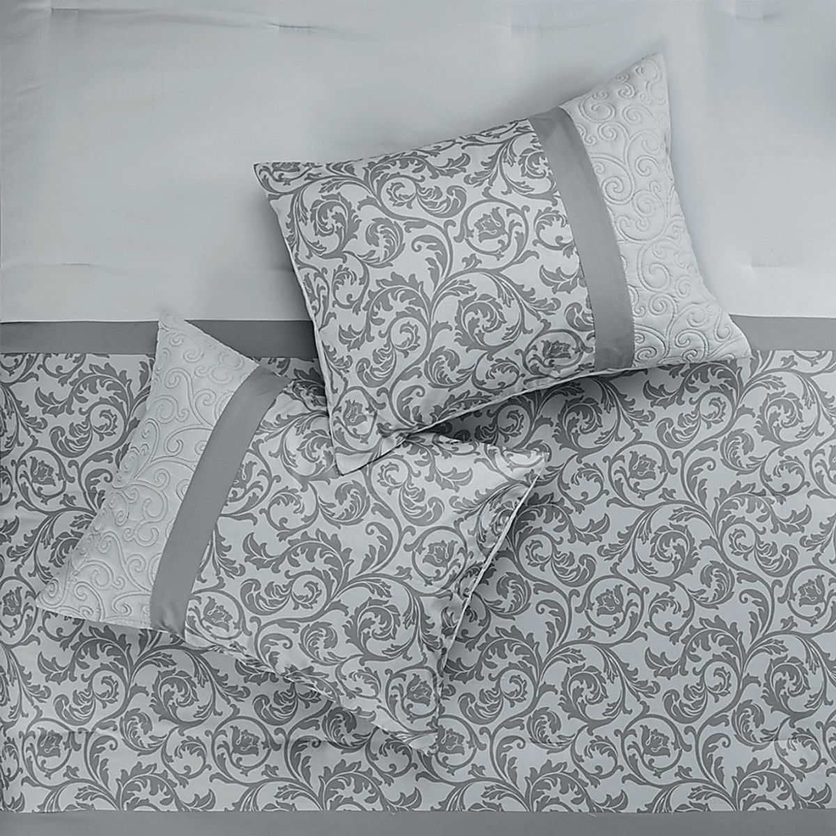 Hafnor Gray Microfiber,Polyester Fabric,Microfiber 8 Pc King Comforter ...