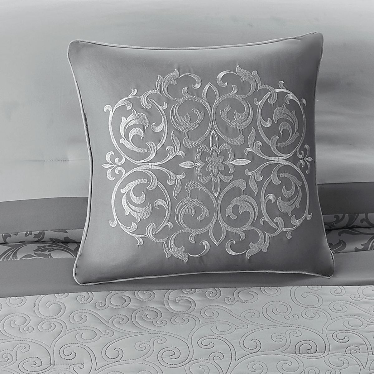 Hafnor Gray Microfiber,Polyester Fabric,Microfiber 8 Pc King Comforter ...