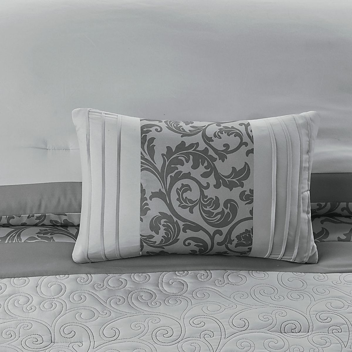 Hafnor Gray Microfiber,Polyester Fabric,Microfiber 8 Pc Queen Comforter ...