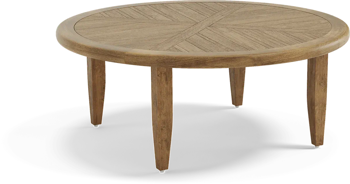 Fifth & Shore Hagen Tan Light Wood Teak Outdoor Round Chat Table ...