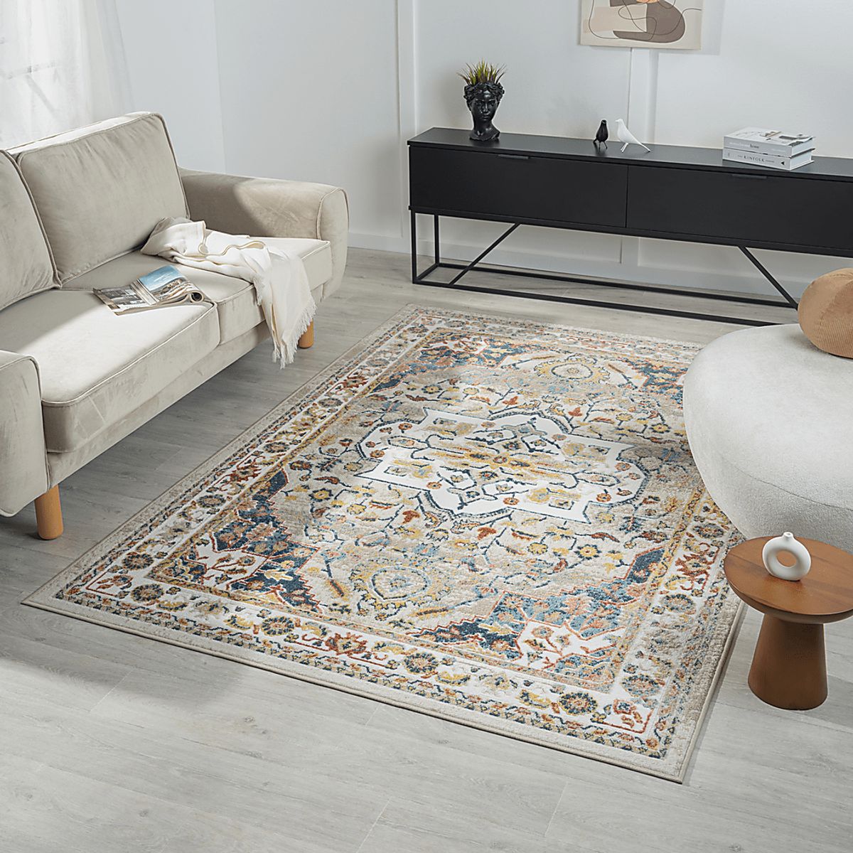 Haisam Blue,Gray,Ivory,Rust Beige,Blue,Gray,Red Rugs | Rooms to Go