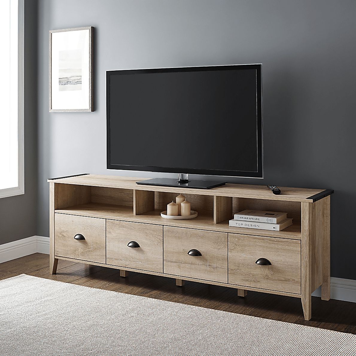 Haleyford White 70 in. Console - Rooms To Go